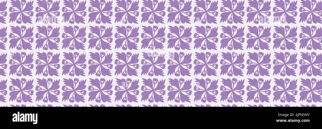 Gender neutral floral flower seamless raster border. Simple purple ...
