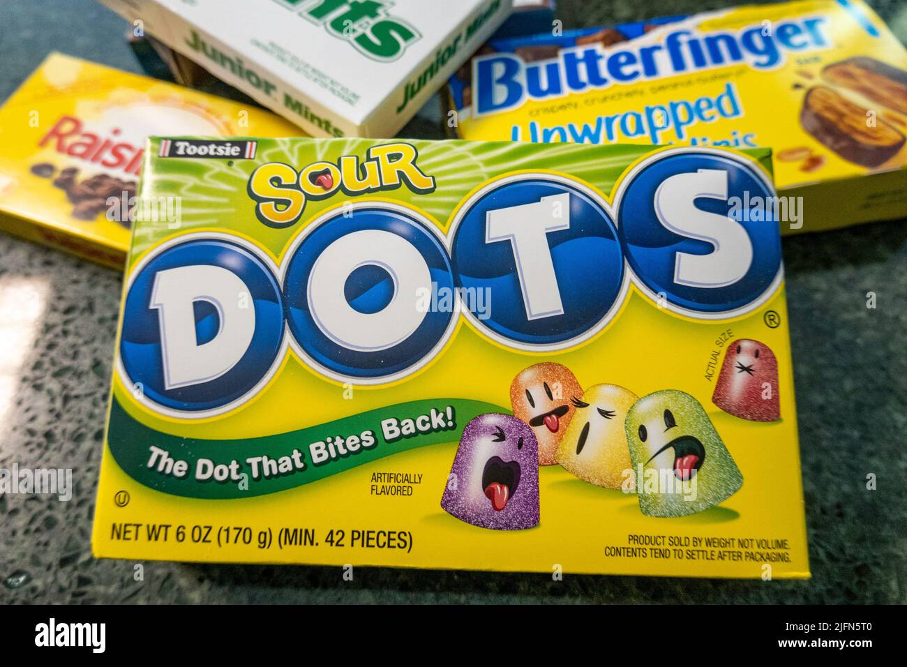 Still life of moviegoer candy snacks, United States 2022 Stock Photo ...