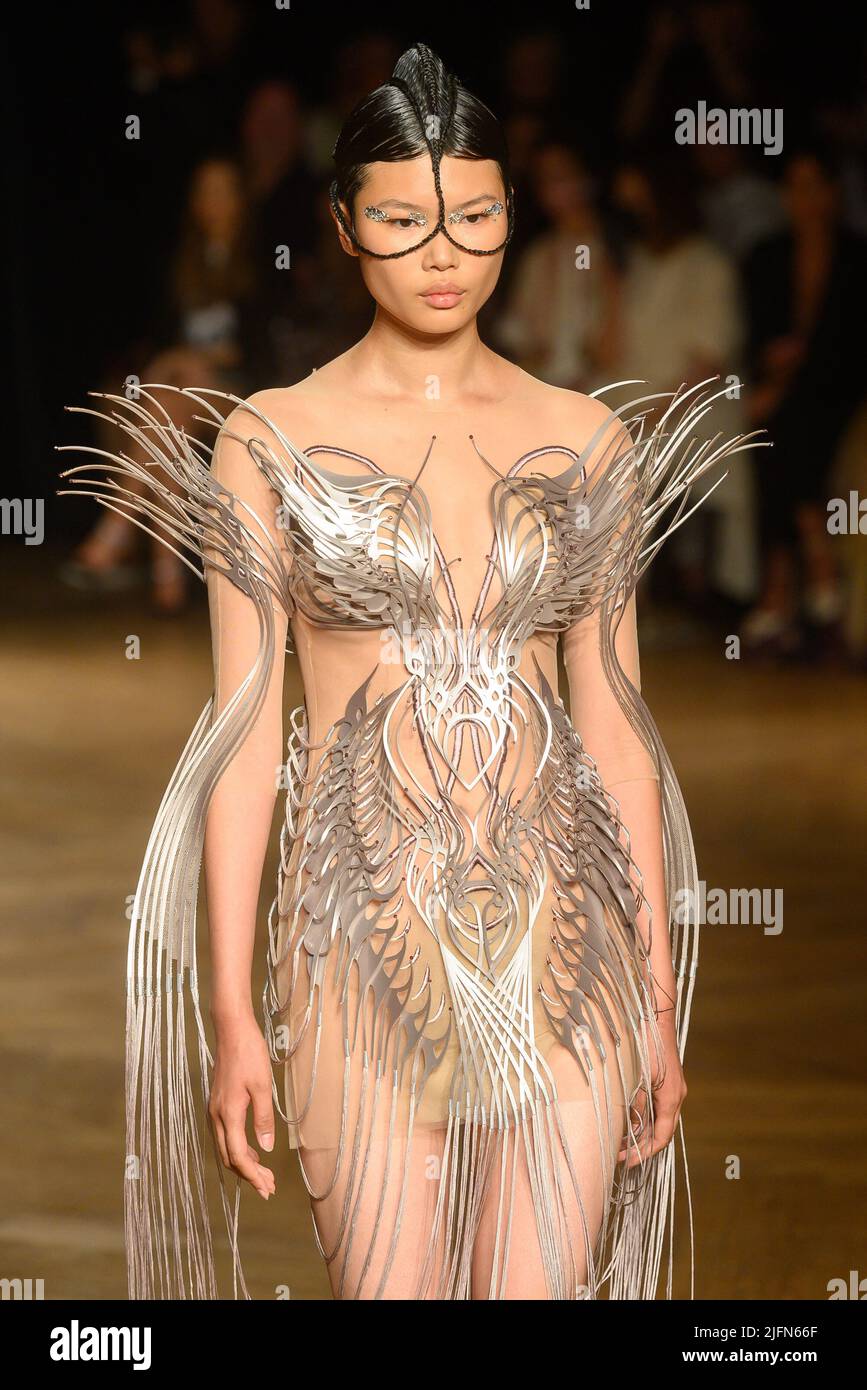 Paris, France. 04/07/2022, A model walks the runway during the Iris Van Herpen Haute Couture ...