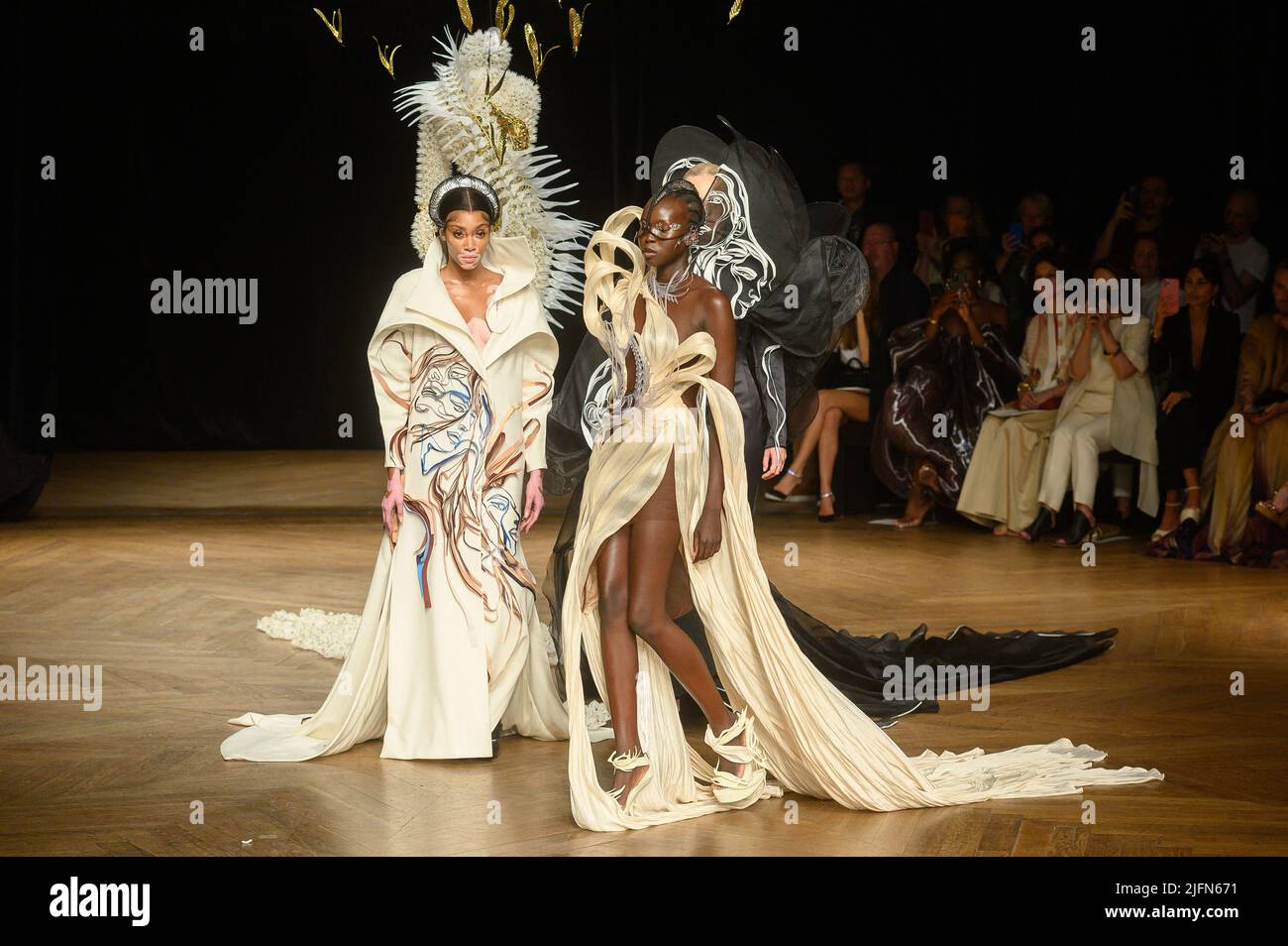 Paris, France. 04/07/2022, Winnie Harlow walks the runway during the Iris Van Herpen Haute ...