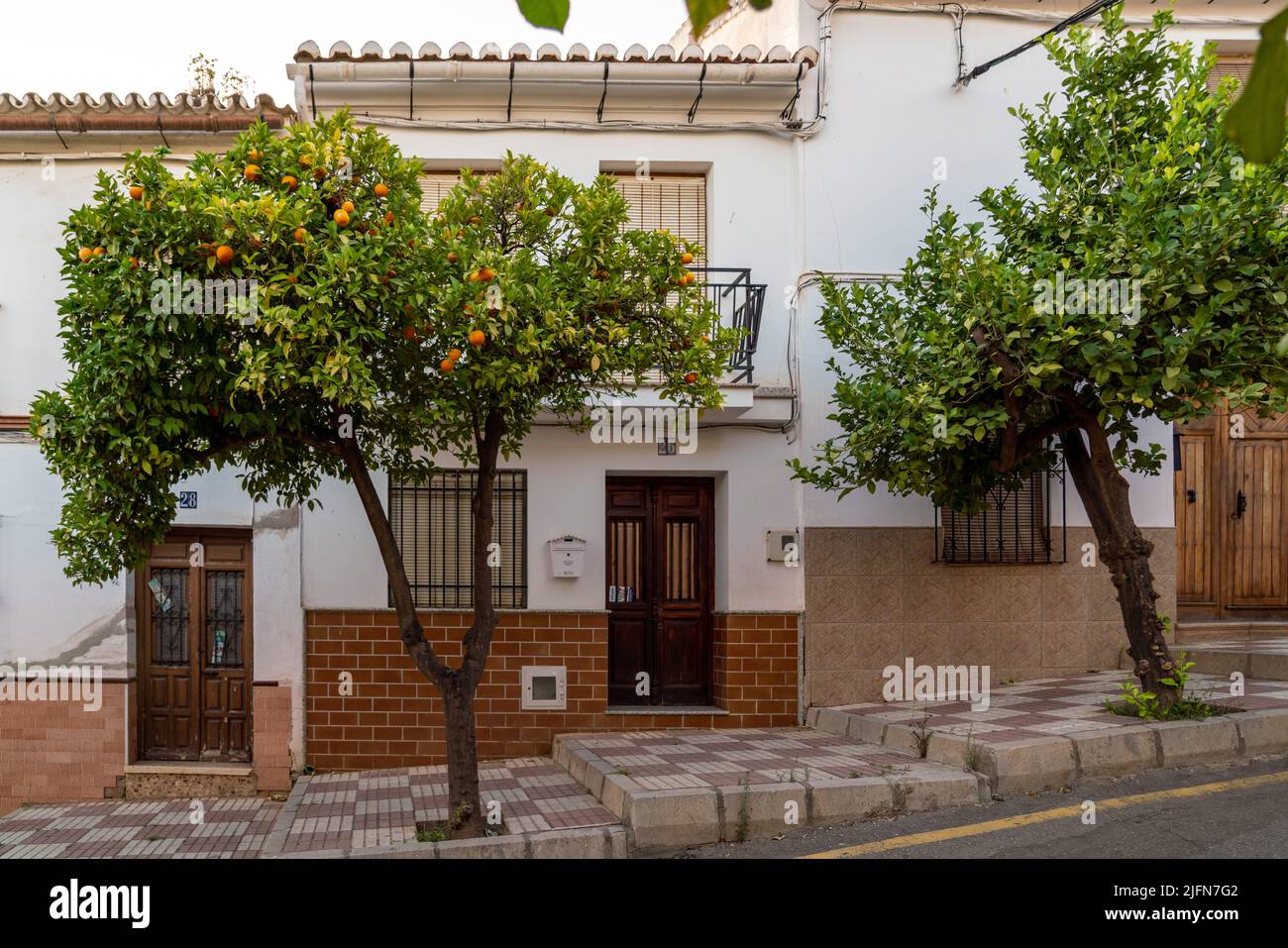 Beautiful street of Andalusian city Alora. Situated in province of ...