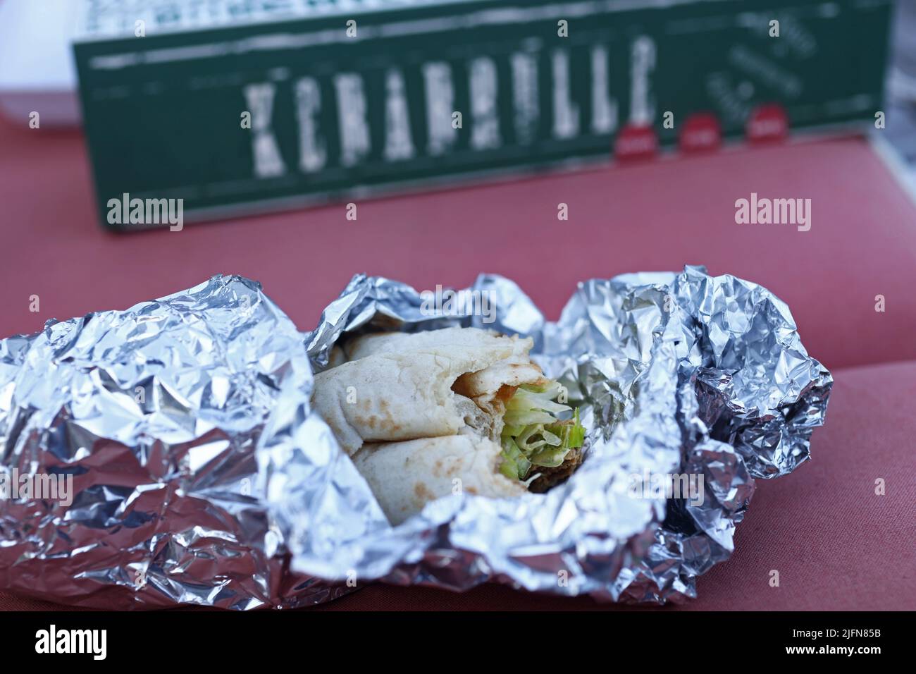 Kebab from a pizzeria. Here a so-called kebab roll (In swedish ...
