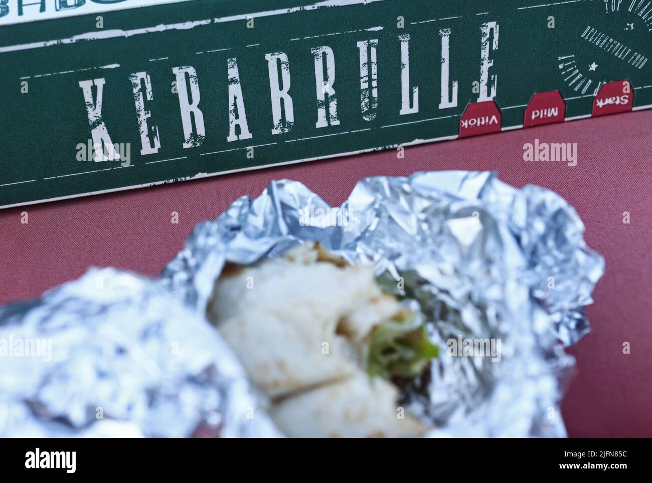 Kebab from a pizzeria. Here a so-called kebab roll (In swedish ...