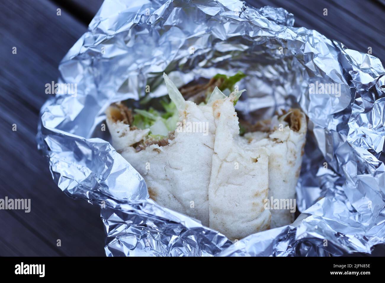 Kebab from a pizzeria. Here a so-called kebab roll (In swedish ...