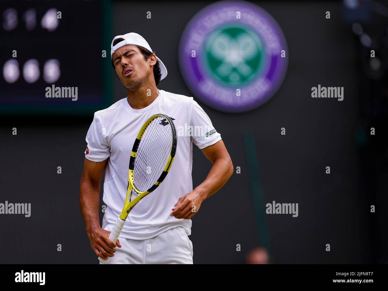 Jason Kubler reacting on day eight of the 2022 Wimbledon Championships ...
