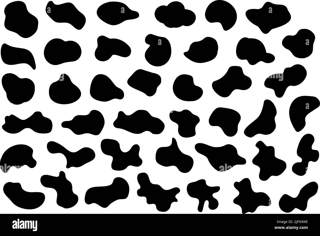 Modern abstract fluid splash.Random black irregular shapes. Set ...