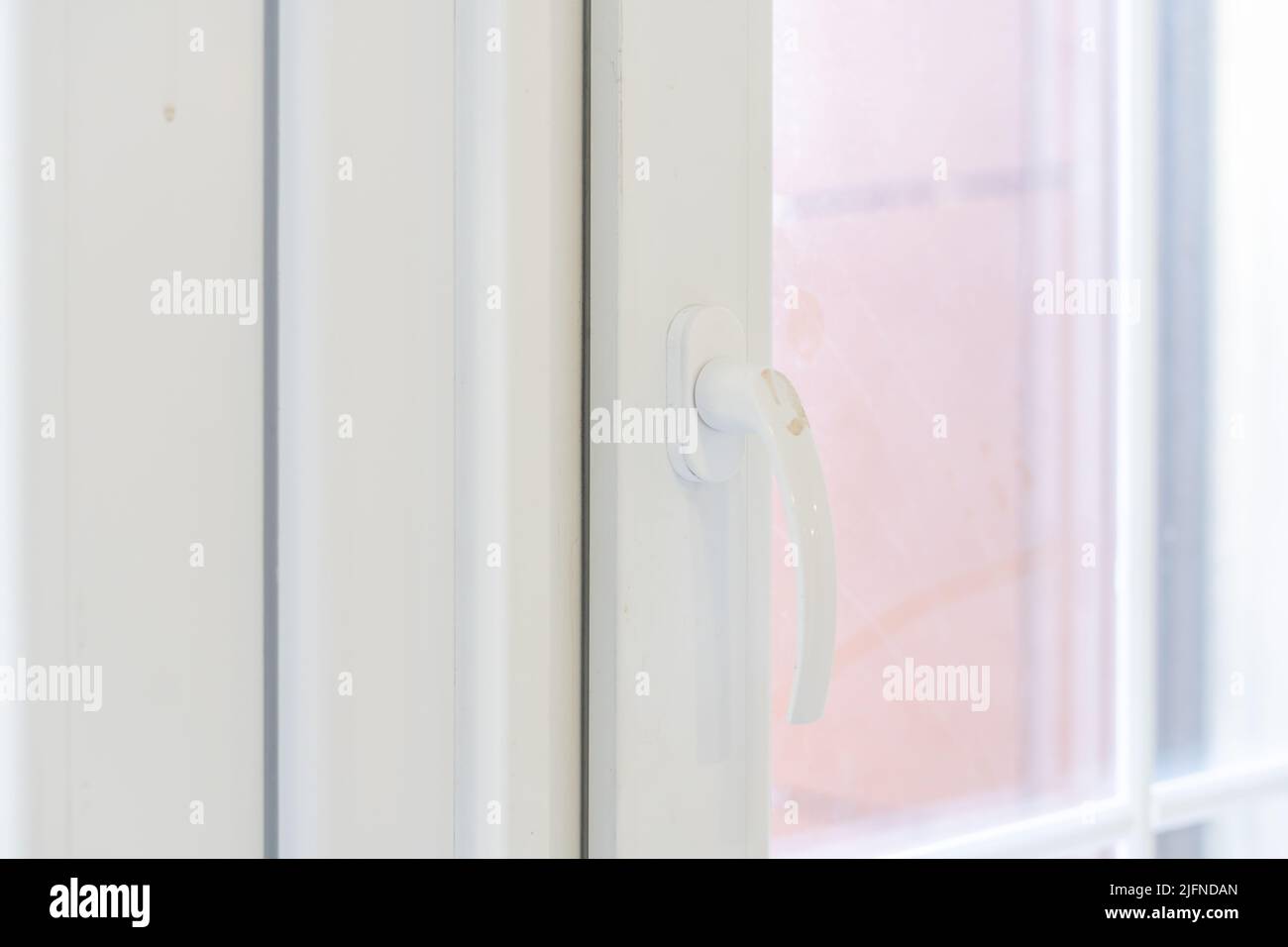 window. PVC plastic. plastic door handle Stock Photo - Alamy