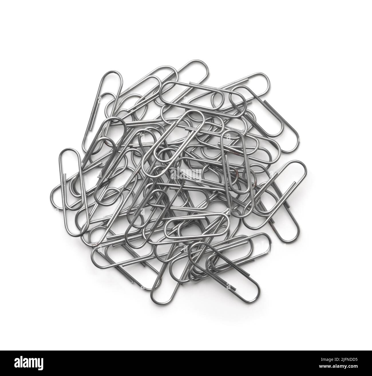 Top view of steel paper clips isolated on white Stock Photo - Alamy