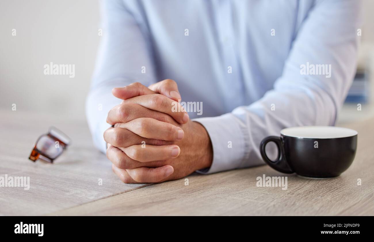 Closeup shot of a mans hands, symbolising worry, stress, anxiety, abuse ...