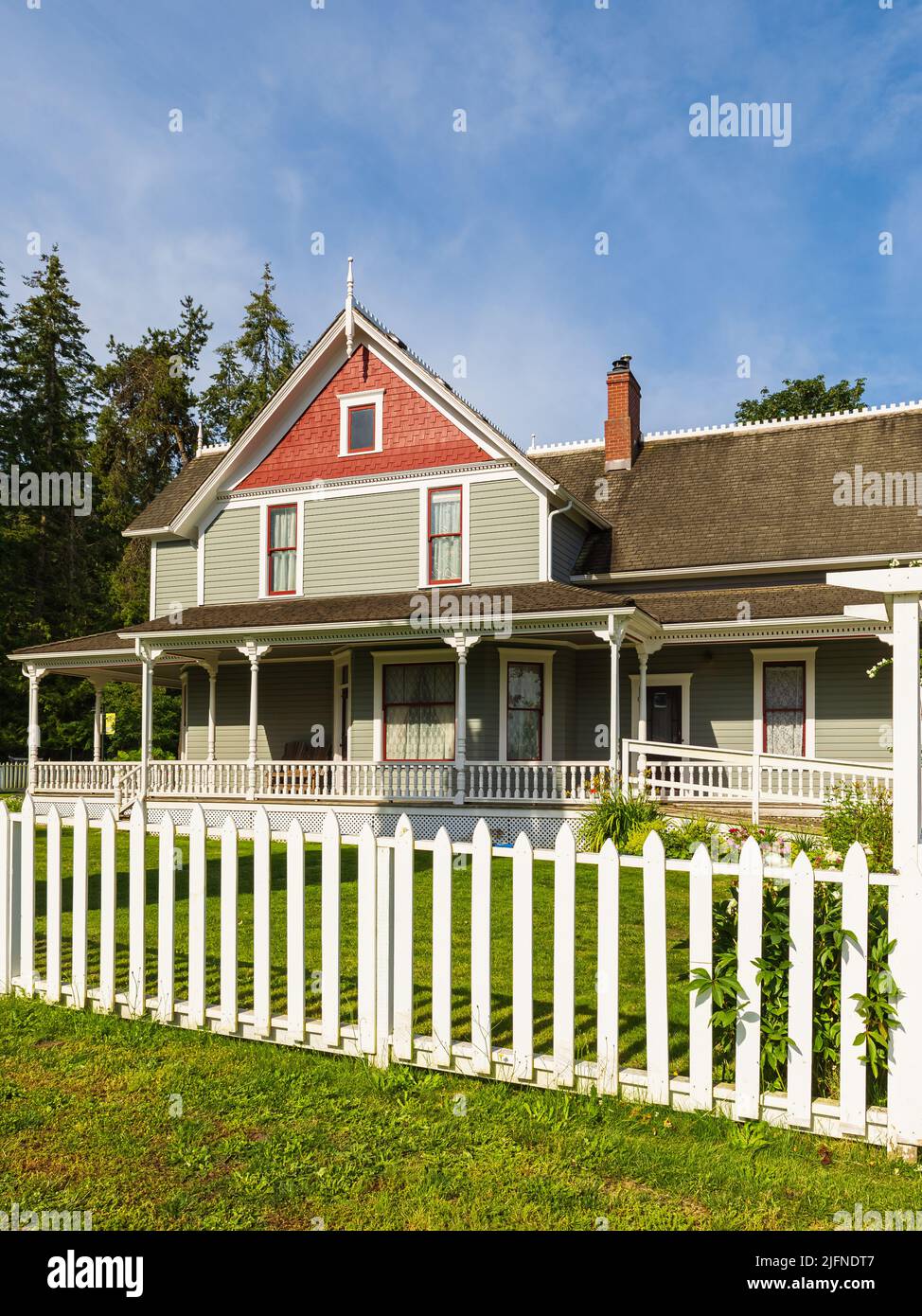 Beautiful traditional rural house in countryside. Garden design with a ...