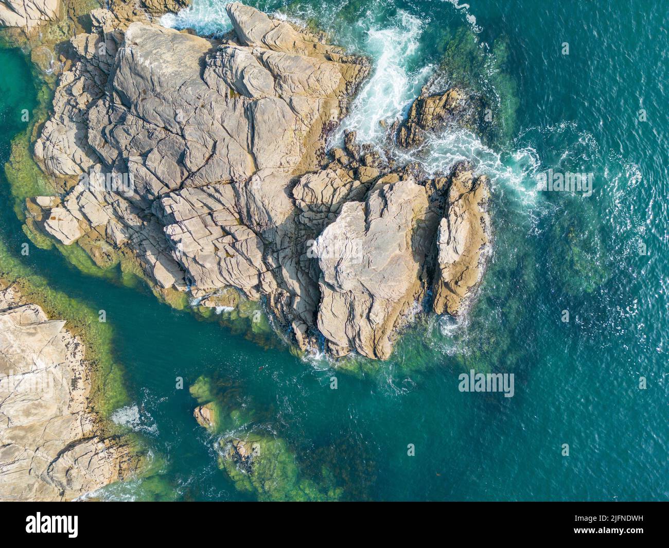 An aerial view of a cliffy seashore Stock Photo - Alamy