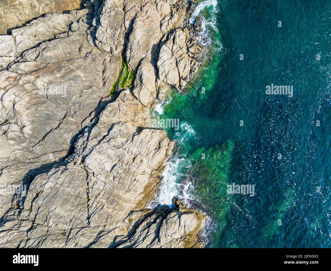 An aerial view of a cliffy seashore Stock Photo - Alamy
