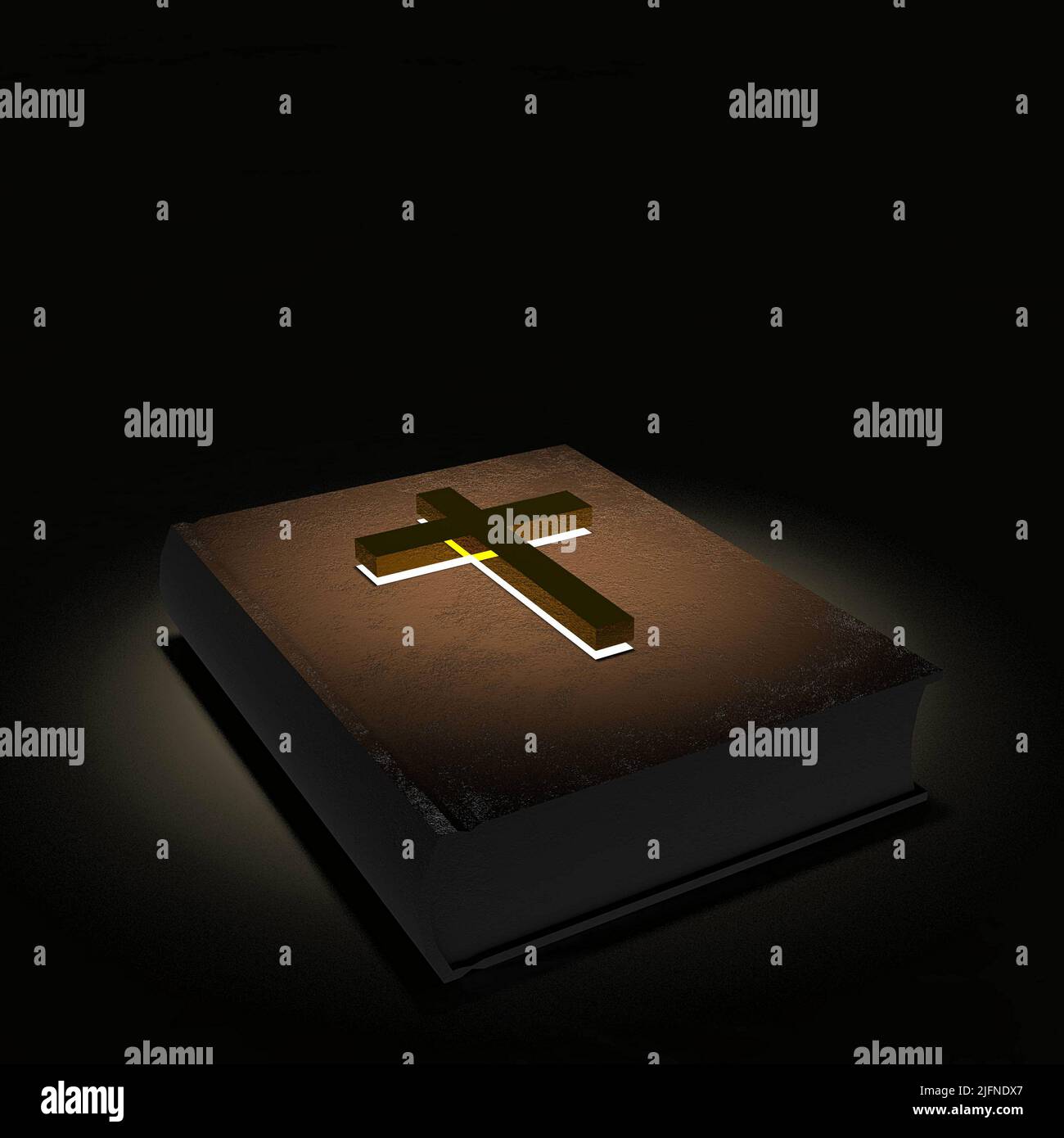 Holy Bible with cross. 3D rendering Stock Photo - Alamy