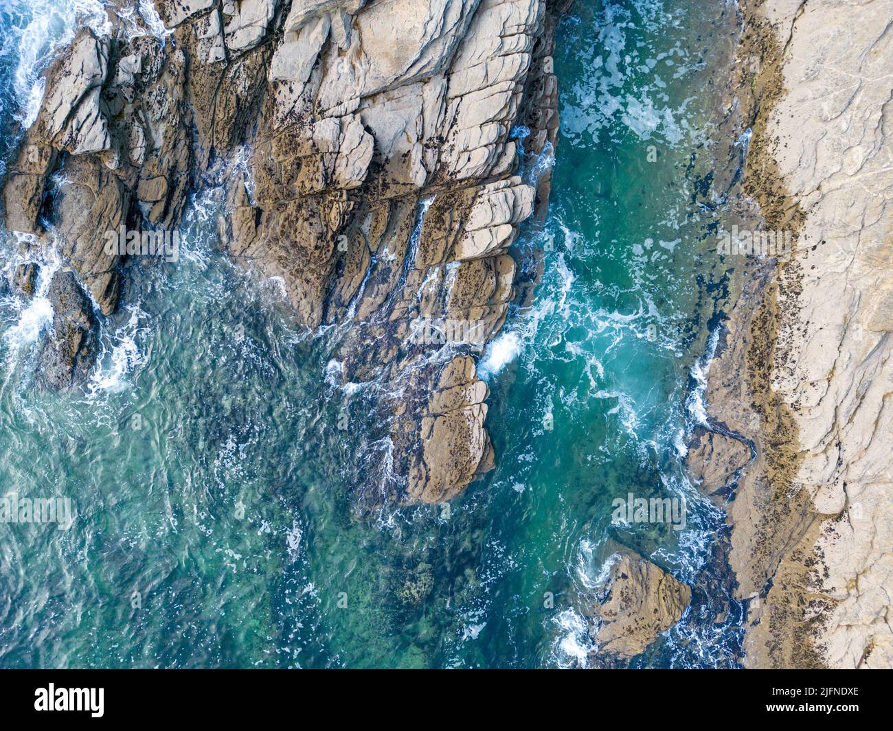 An aerial view of a cliffy seashore Stock Photo - Alamy