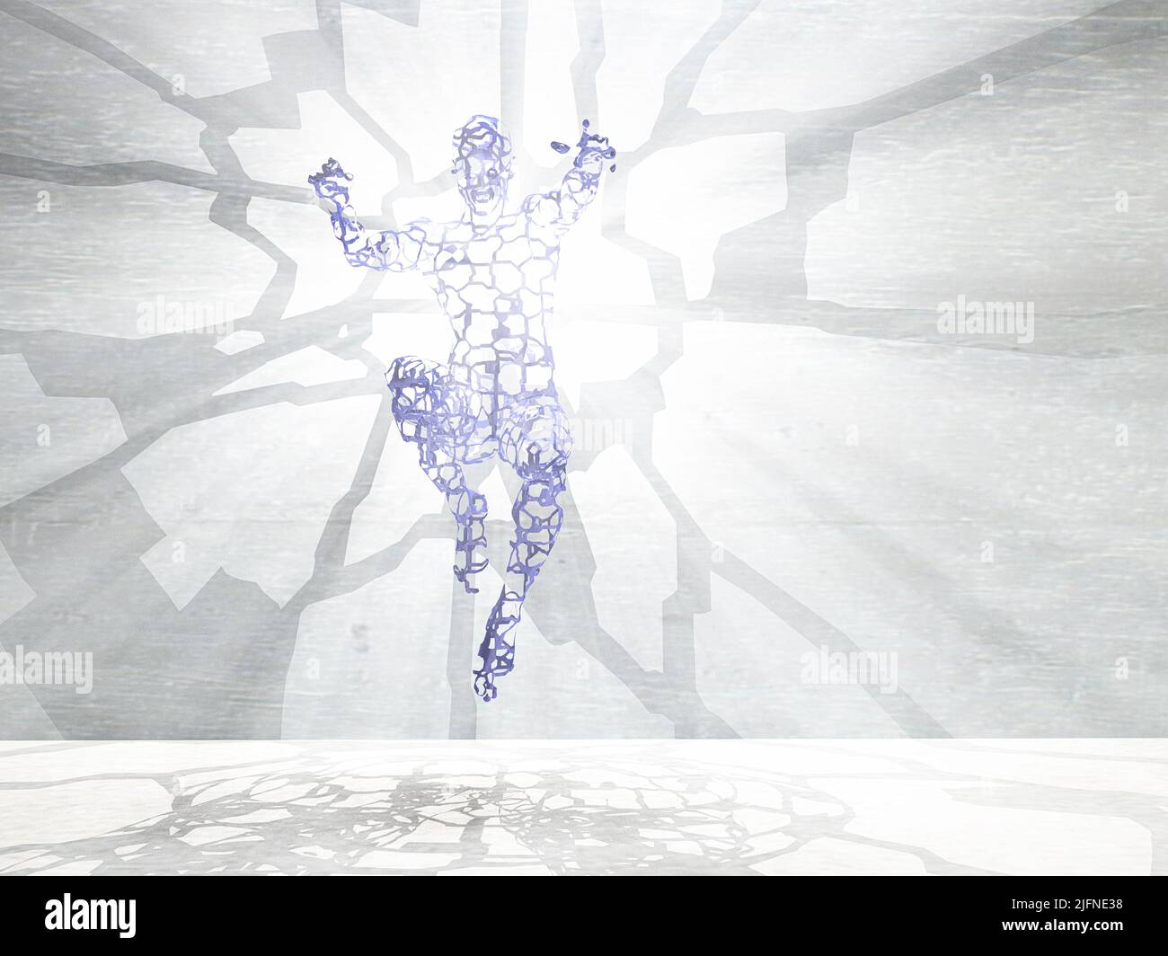 3d render. Figure of man with rays of light in motion. 3D rendering ...