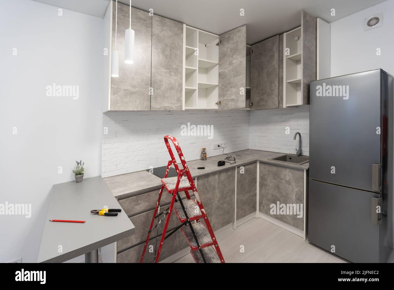 Renovation kitchen ladder hi-res stock photography and images - Alamy