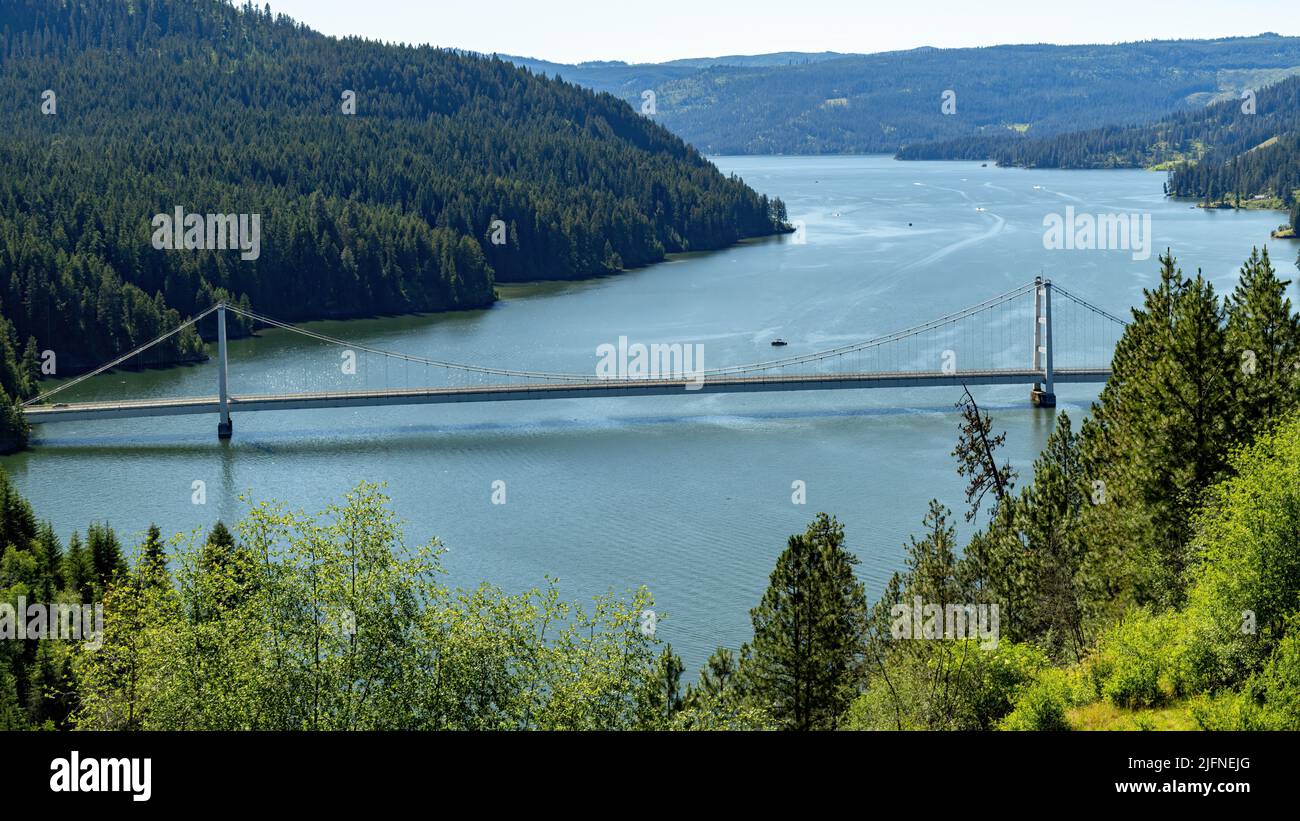 Fancy bridge in the Idaho backcountry at Dworshak Dam Stock Photo - Alamy
