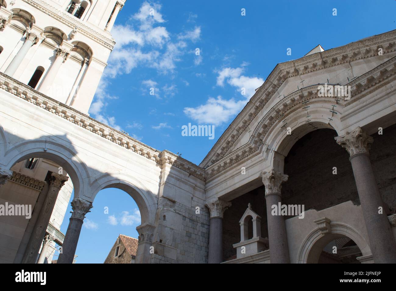 Roman architecture in Split, Croatia, famous Peristil and Diocletian ...