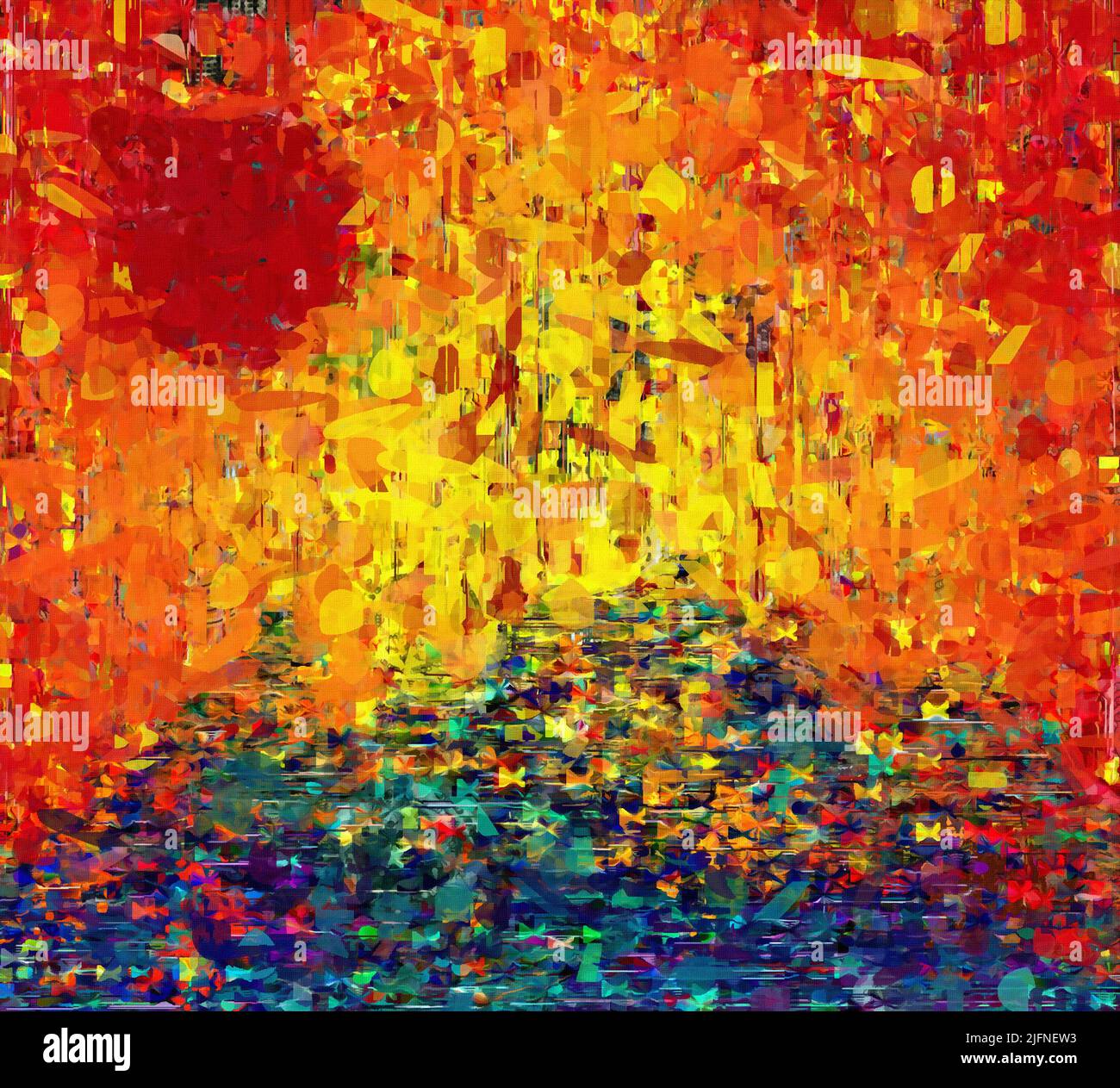 Abstract painting. Red Sunset. 3D rendering Stock Photo - Alamy