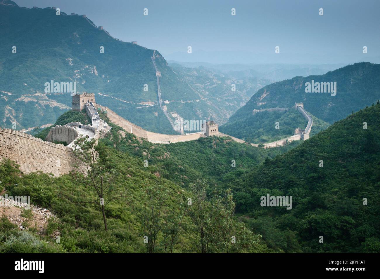 View of the Great Wall of China across the mountains, China republic ...