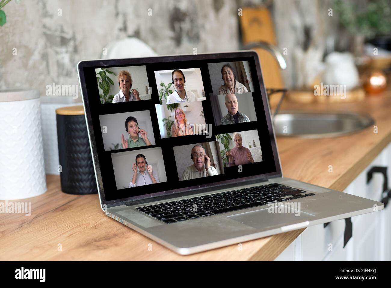 Family online video conference, christmas greetings. Virtual call ...