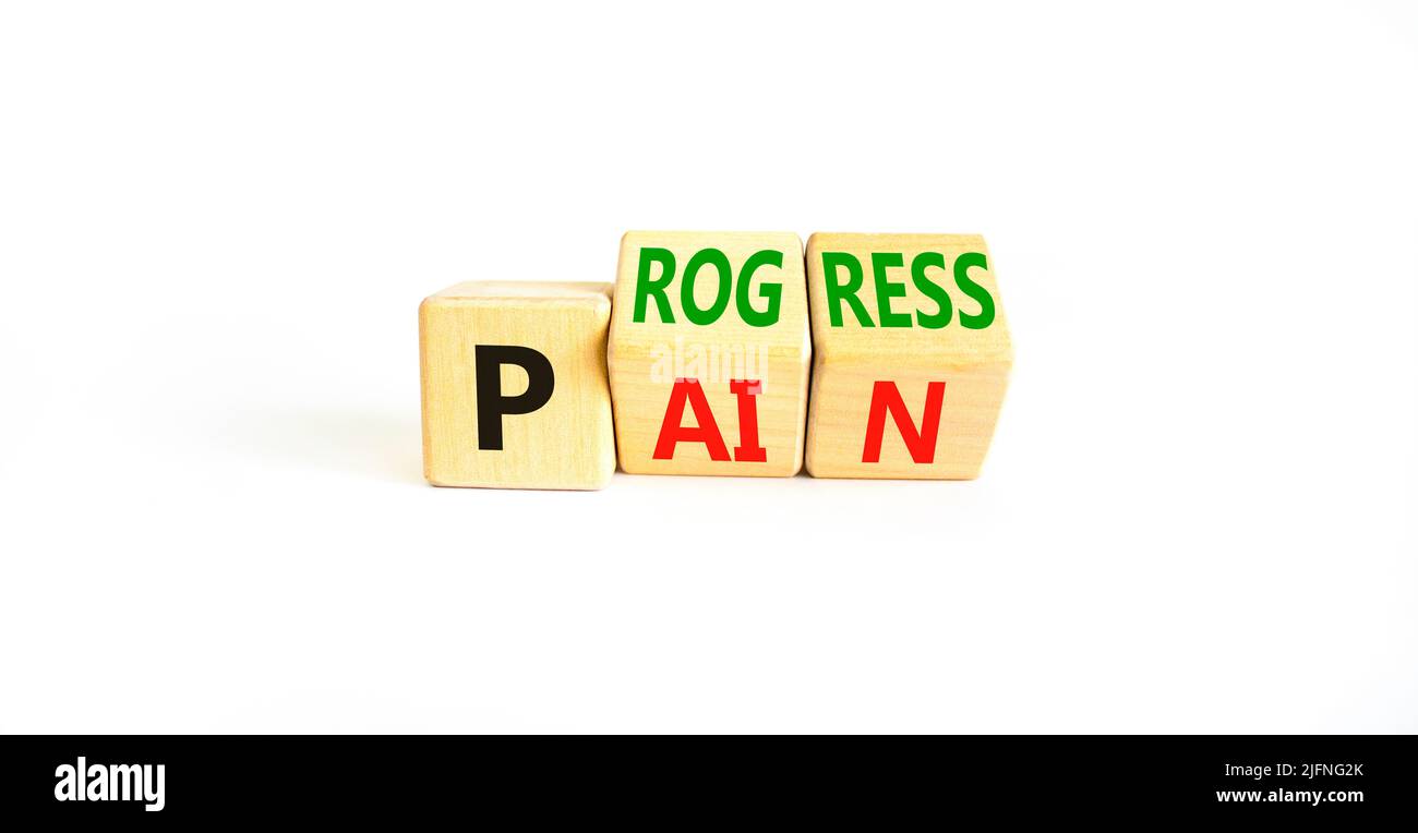 Pain or progress symbol. Concept words Pain or Progress on wooden cubes ...