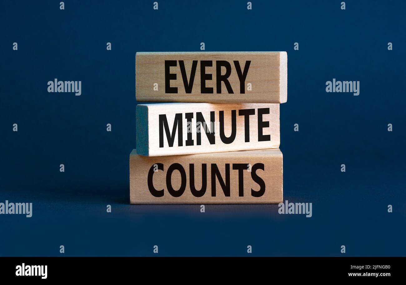 Every minute counts symbol. Concept words Every minute counts on wooden ...