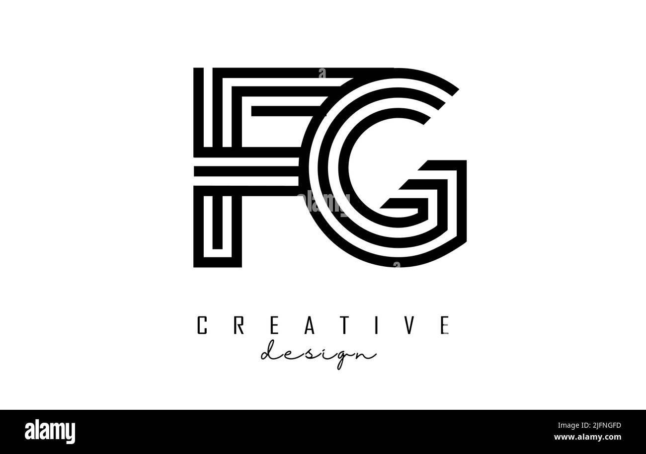 Outline FG F G letter logo with united lines. Letters with geometric ...