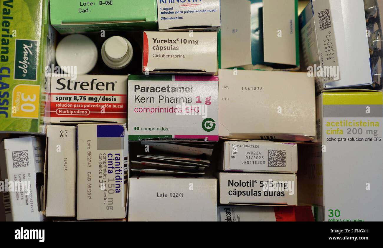 Medication box. Box of pills of different types Stock Photo - Alamy