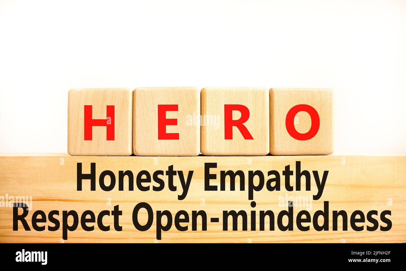 HERO honesty empathy respect oneness symbol. Concept words HERO honesty ...