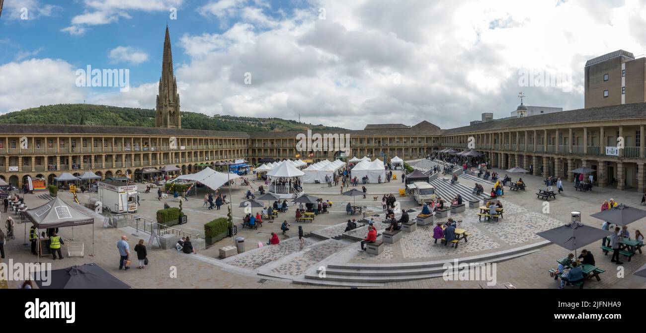 Panoramic view of Piece Hall, a Grade I listed building in Halifax ...