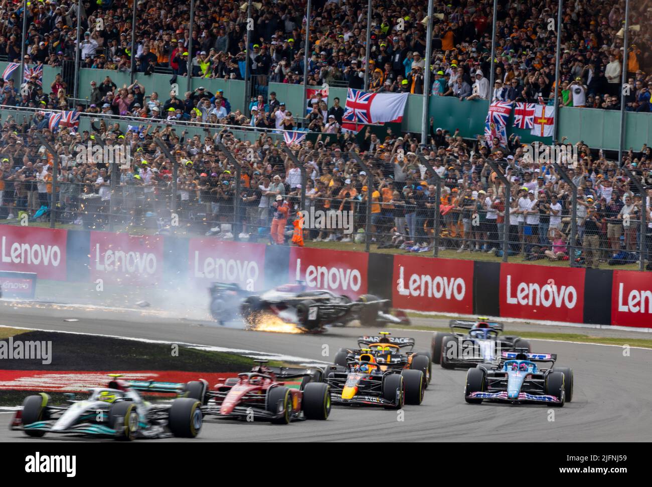 A shot of the Silverstone F1 Race crash on the track Stock Photo - Alamy