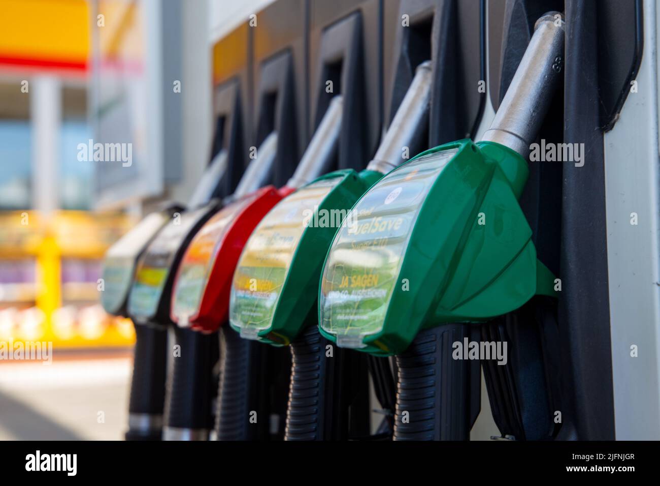 Petrol pump of a Shell petrol station, Germany Stock Photo - Alamy