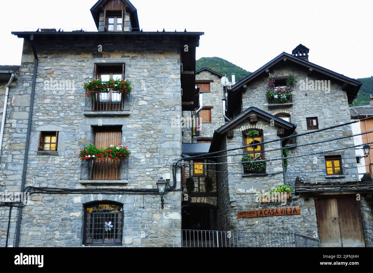 Traditional architecture. Torla-Ordesa is a municipality in the ...