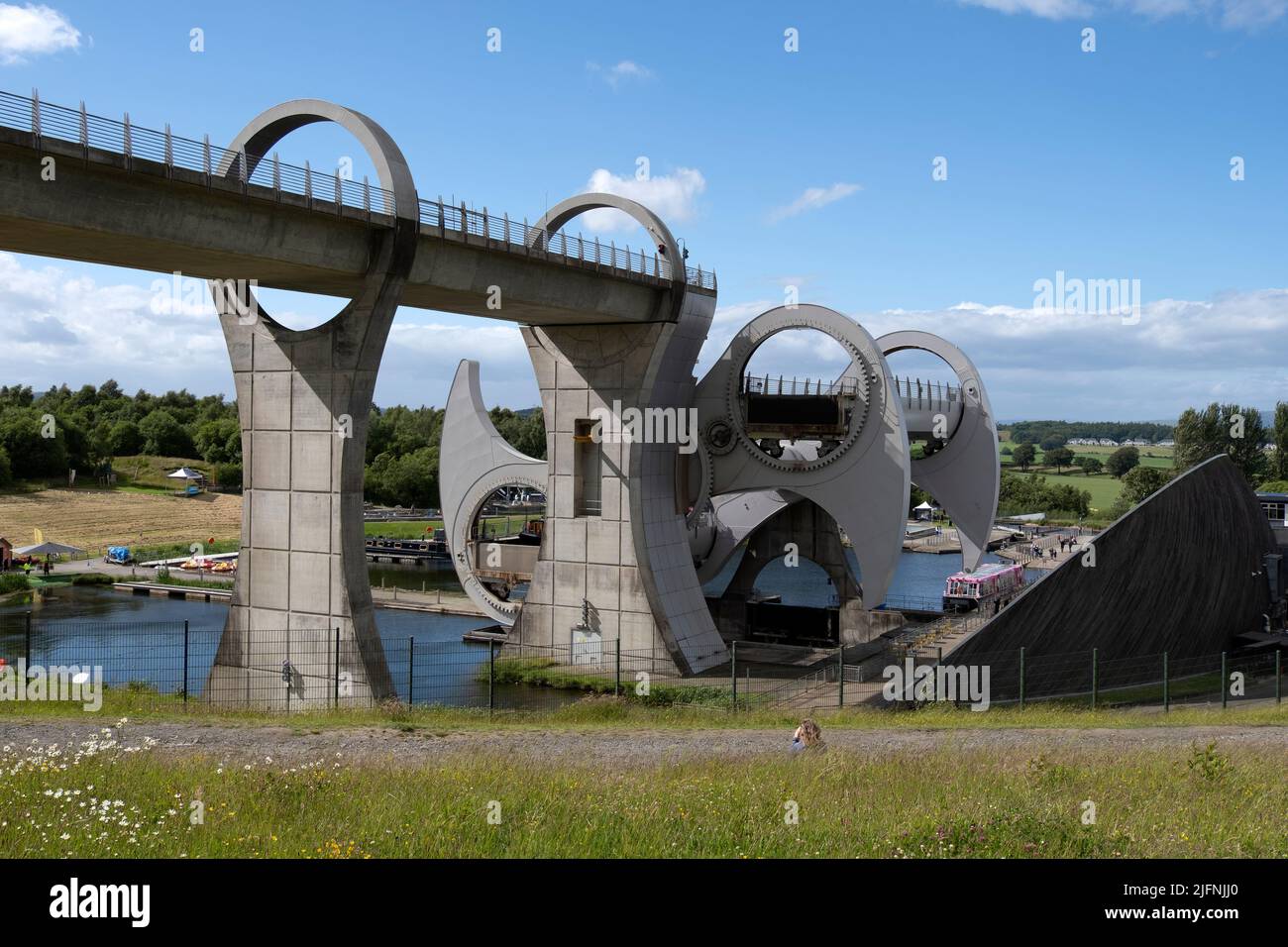 The Falkirk Wheel is a rotating boat lift in Tamfourhill, Falkirk, in ...