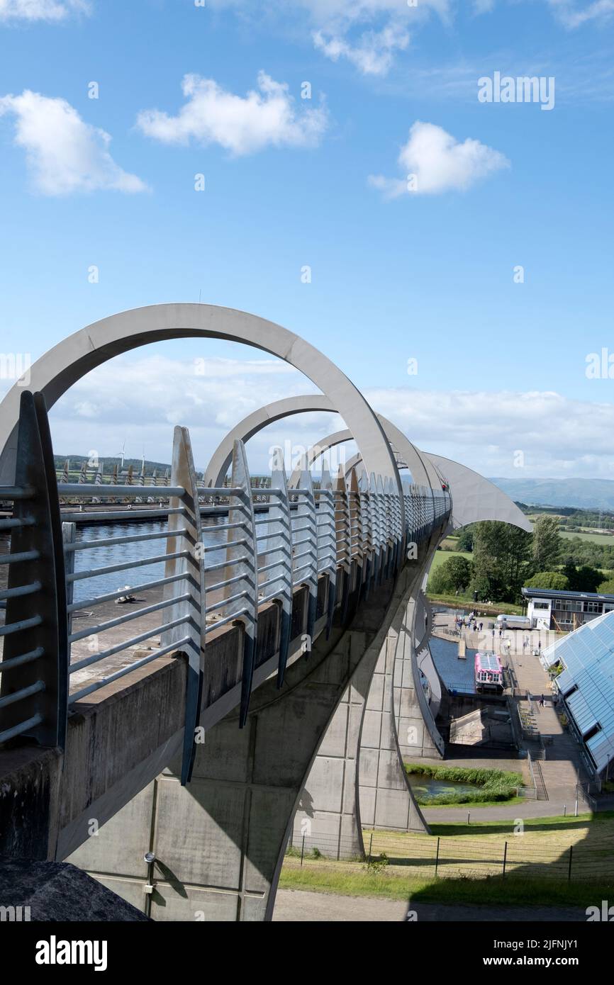 The Falkirk Wheel is a rotating boat lift in Tamfourhill, Falkirk, in ...