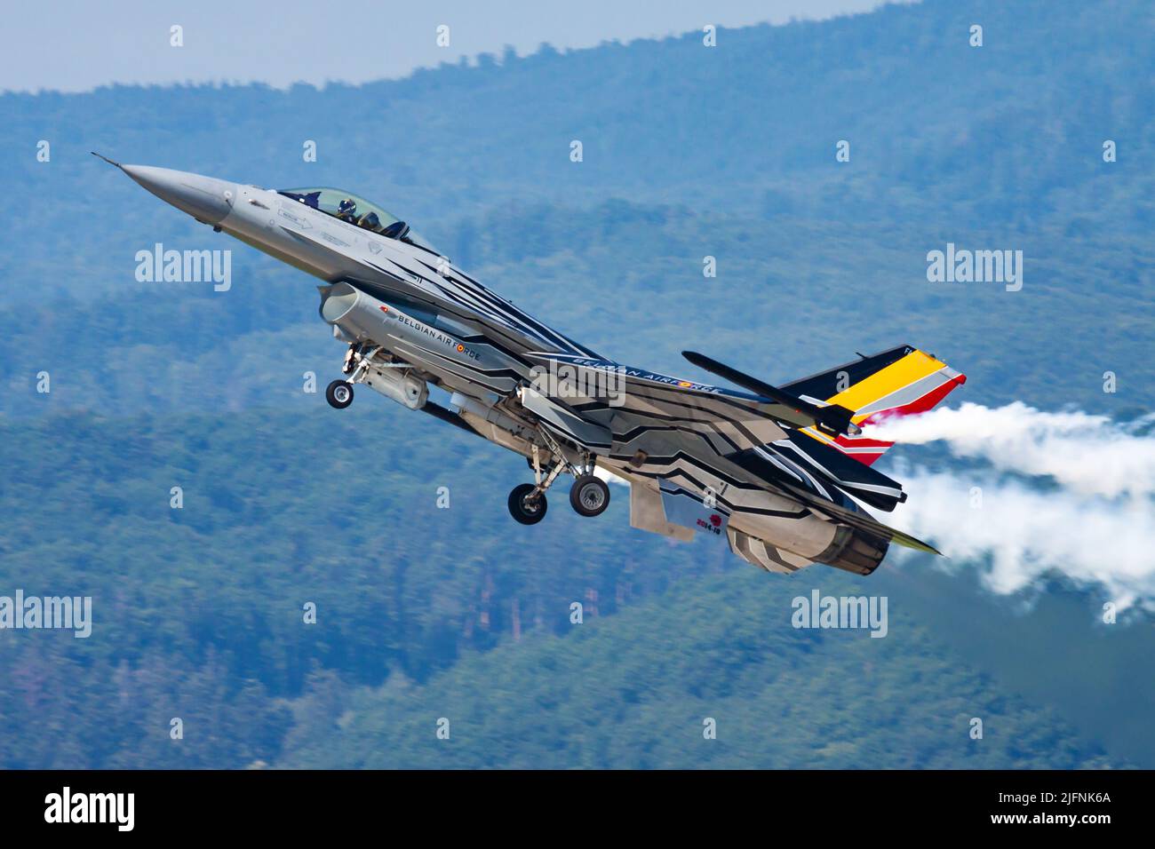Sliac, Slovakia - August 30, 2015: Military fighter jet plane at air ...