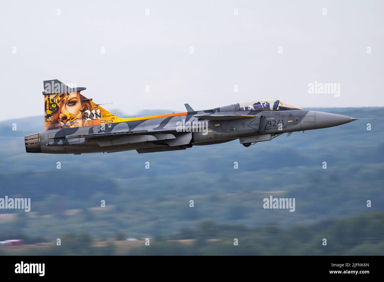 Sliac, Slovakia - September 2, 2018: Military fighter jet plane at air ...