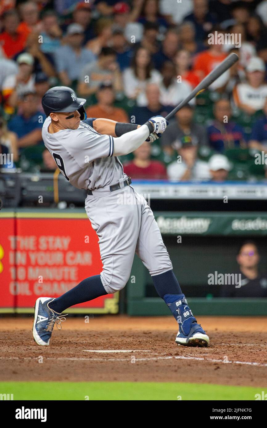 New York Yankees center fielder Aaron Judge (99) bats during the fifth ...