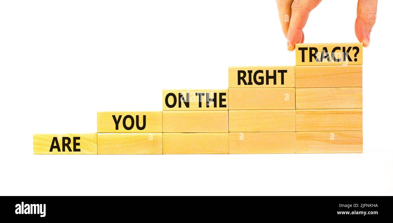 Right track symbol. Concept words Are you on the right track on wooden ...