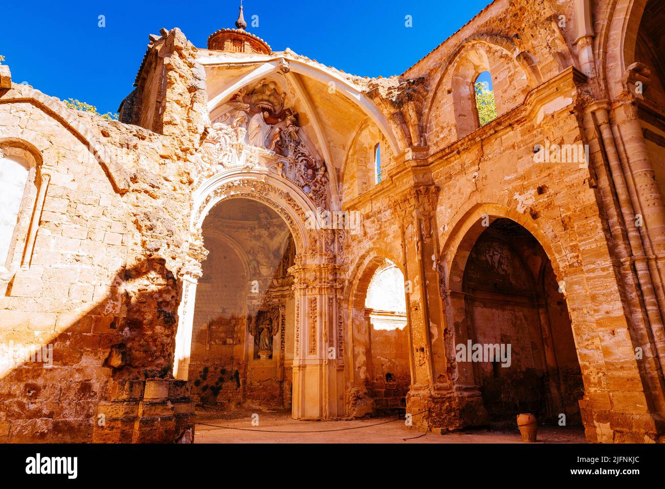 Ruins of the monastery's main church. Monasterio de Piedra, Stone ...