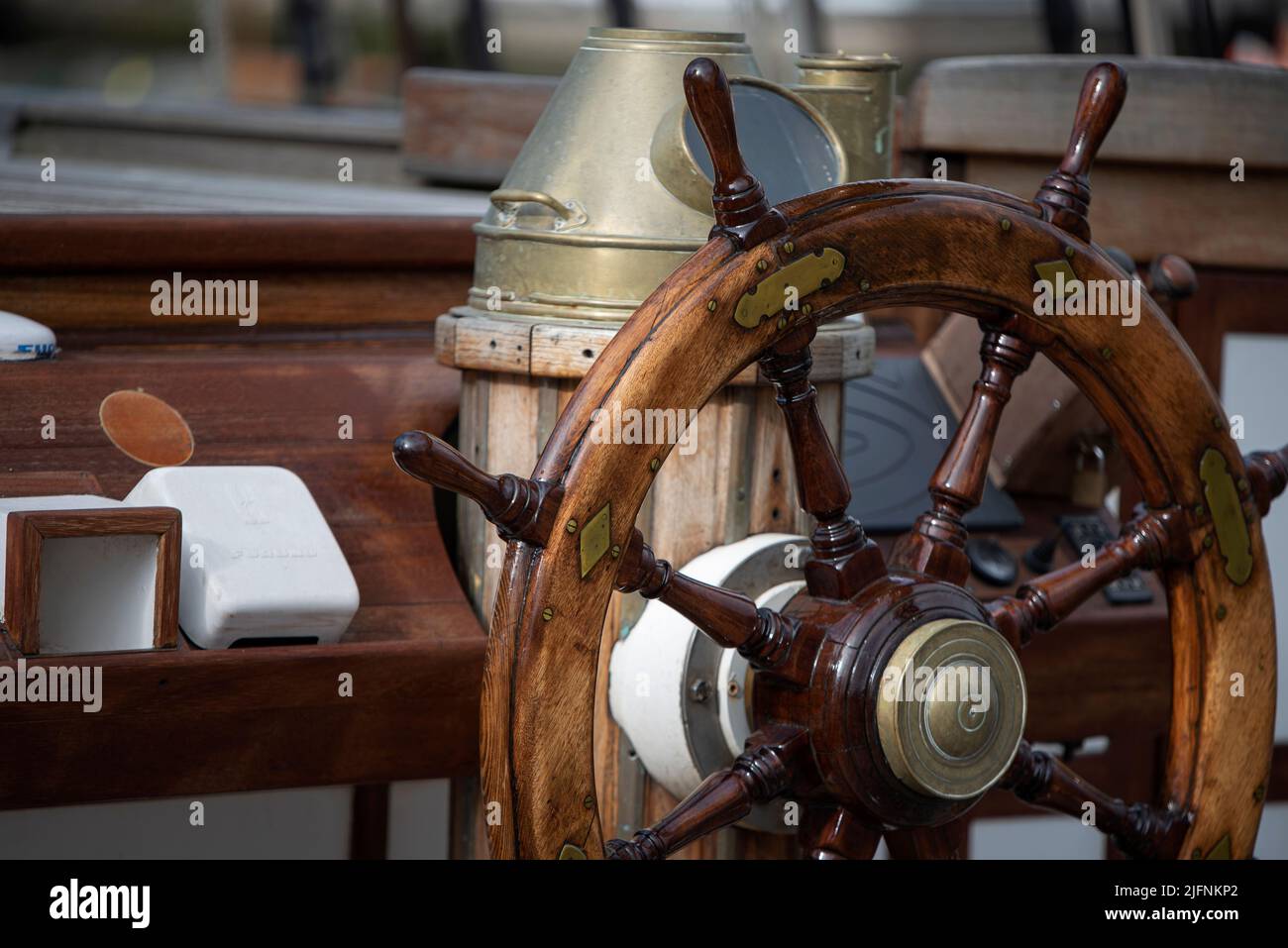 wooden rudder of old ship Stock Photo - Alamy