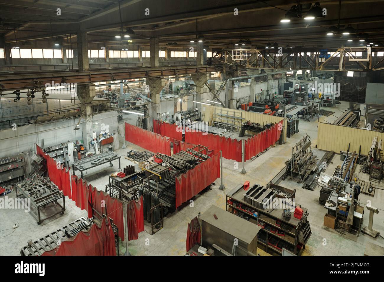 Above view of spacious industrial plants with group of workshops ...