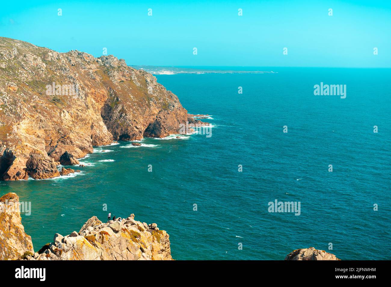 Atlantic ocean view with cliff. View of Atlantic Coast at Portugal ...