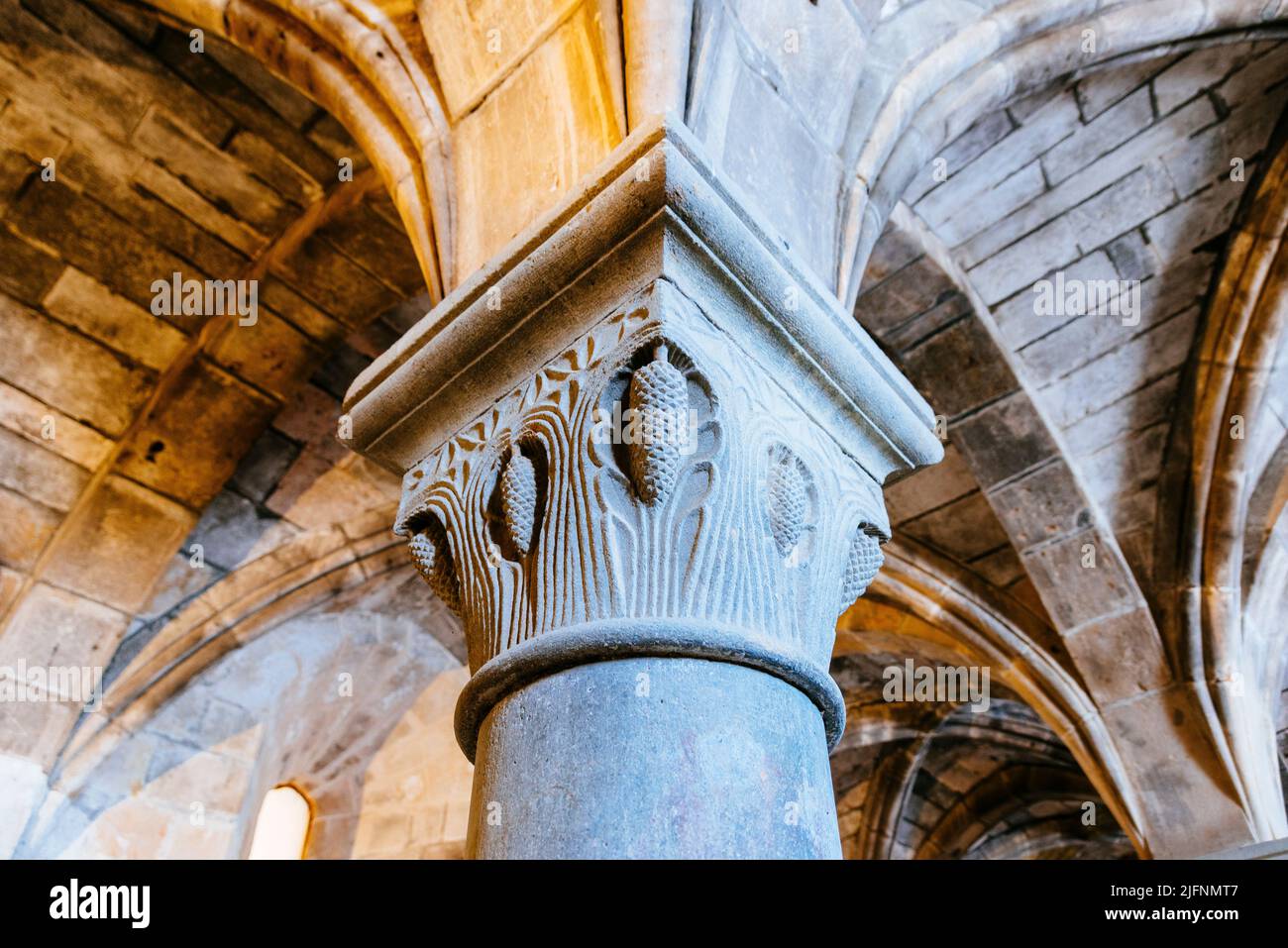 Column detail. Hall of the Conversi - Refectory of converts. Monastery ...
