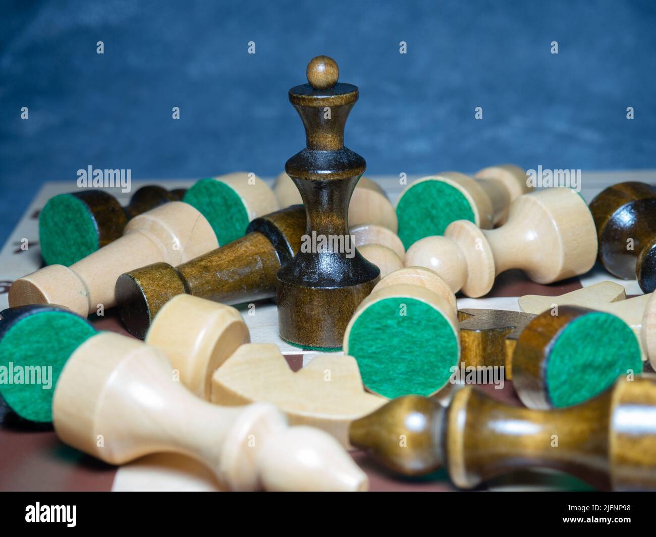 Chess board with figures. Wooden chess. Board games. Location of ...