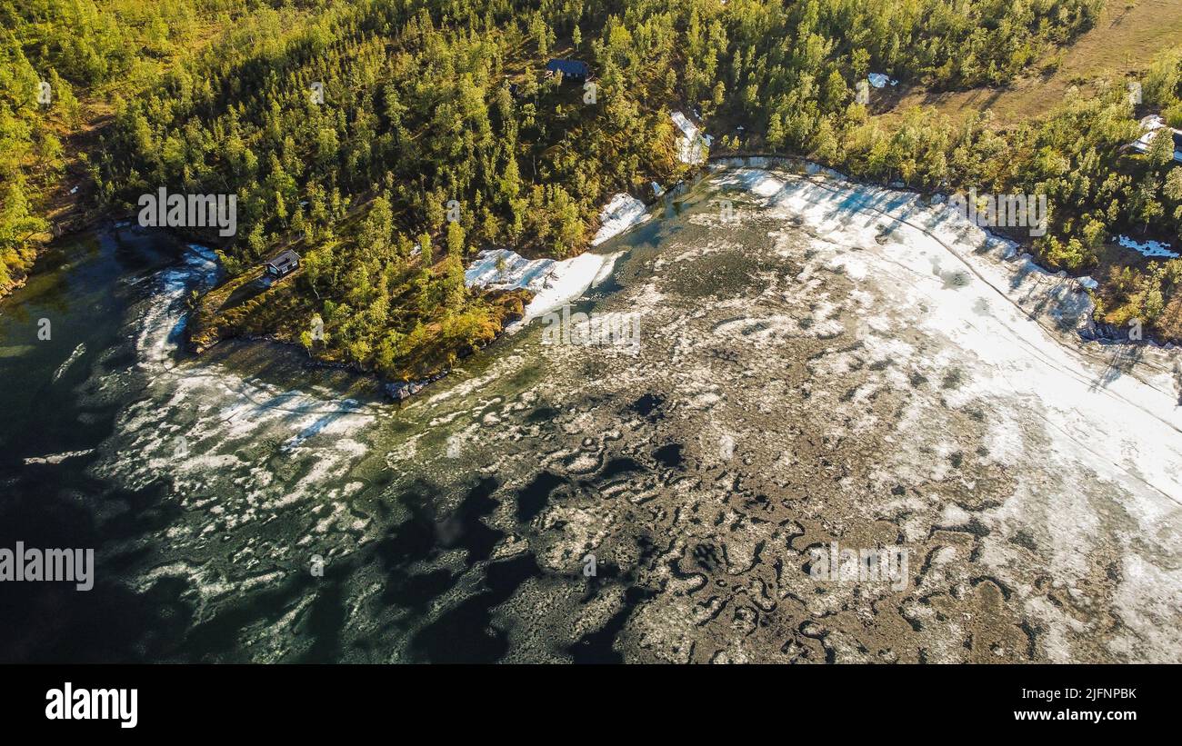 Amazing partly frozen icy landscape in Norway Stock Photo - Alamy