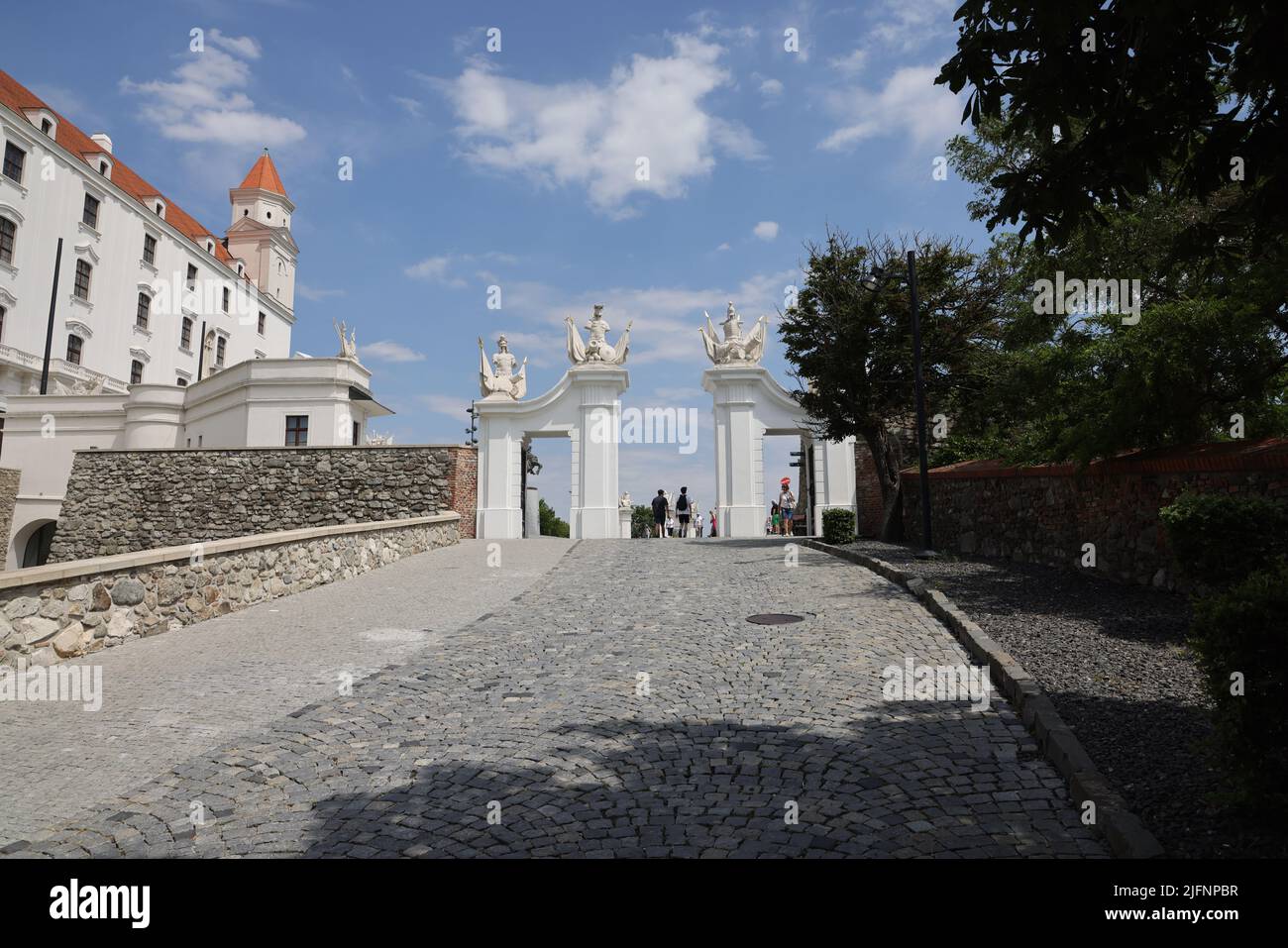 White entrance gate to the Bratislava Castle, Bratislava, Slovakia ...