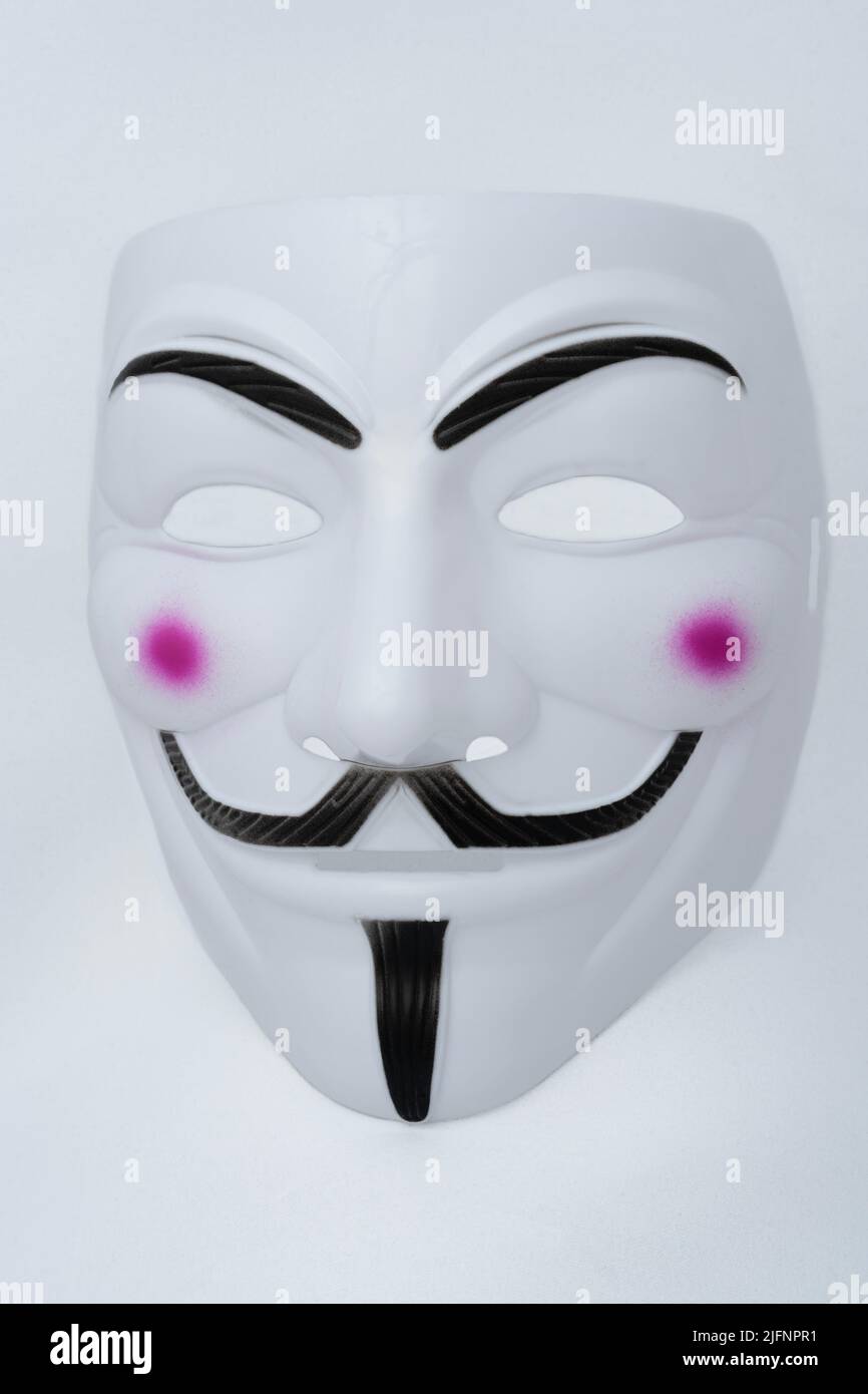 Packshot of Mask. A colorful Vendetta mask, anonymous hacker Stock ...