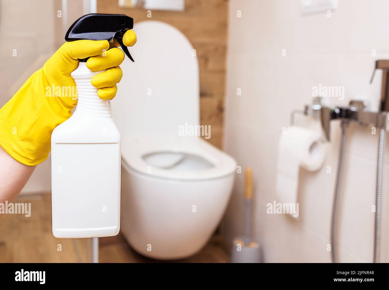 mockup, toilet cleaner, white bottle of liquid product with place for ...
